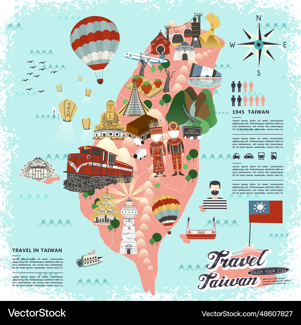Taiwan travel poster Royalty Free Vector Image