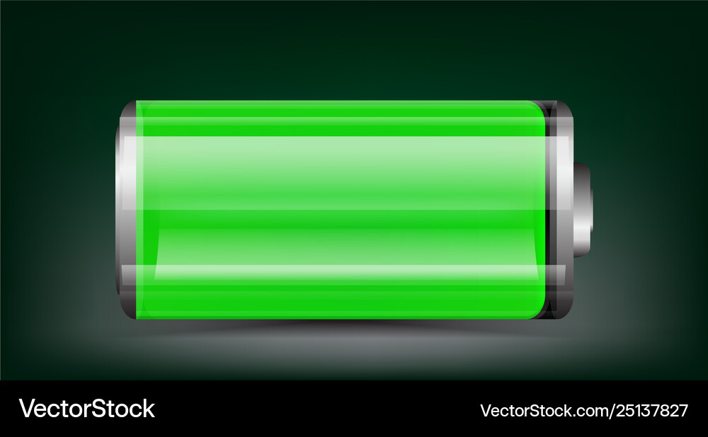 Transparent battery full green on dark Royalty Free Vector