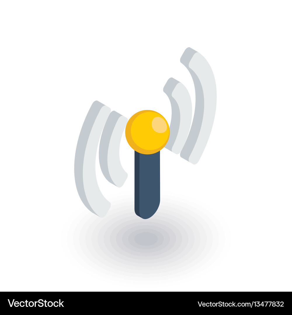 Access point wi-fi signal antenna isometric flat Vector Image