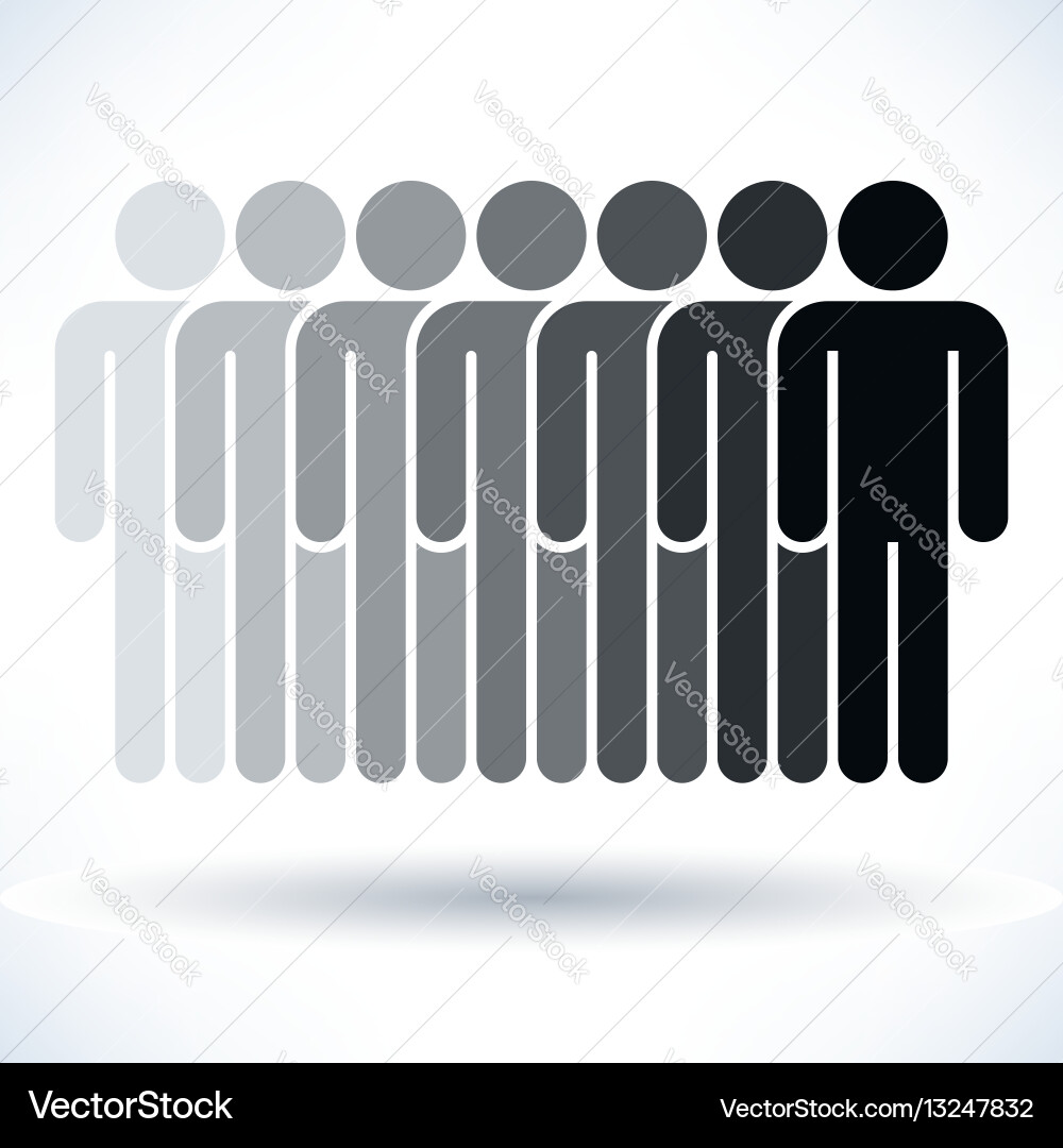 Black seven people man figure with drop shadow Vector Image