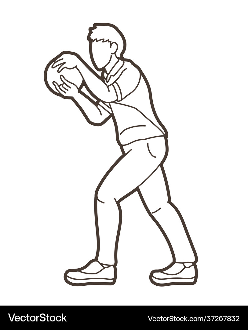 Bowling sport male player pose Royalty Free Vector Image