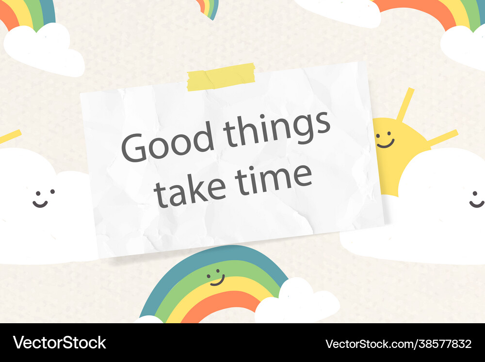 Cheerful quote template with cute doodle rainbow Vector Image