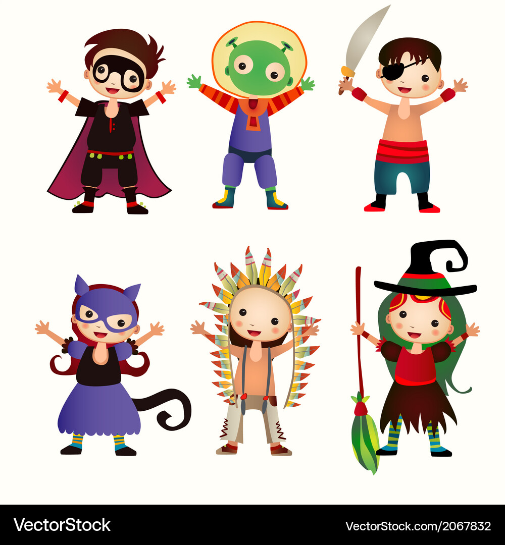 Children in Halloween Costumes Royalty Free Vector Image