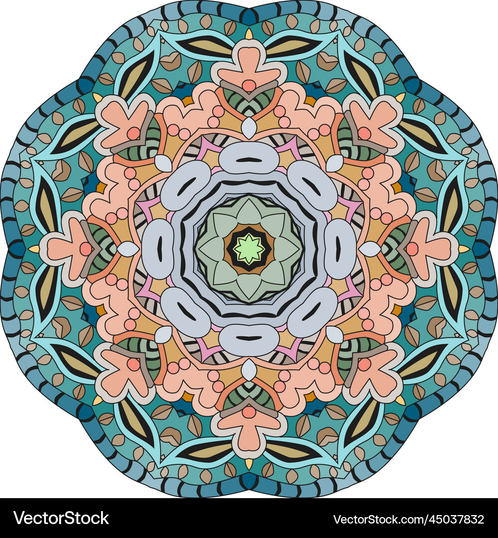 Colorful cute mandala decorative unusual round Vector Image