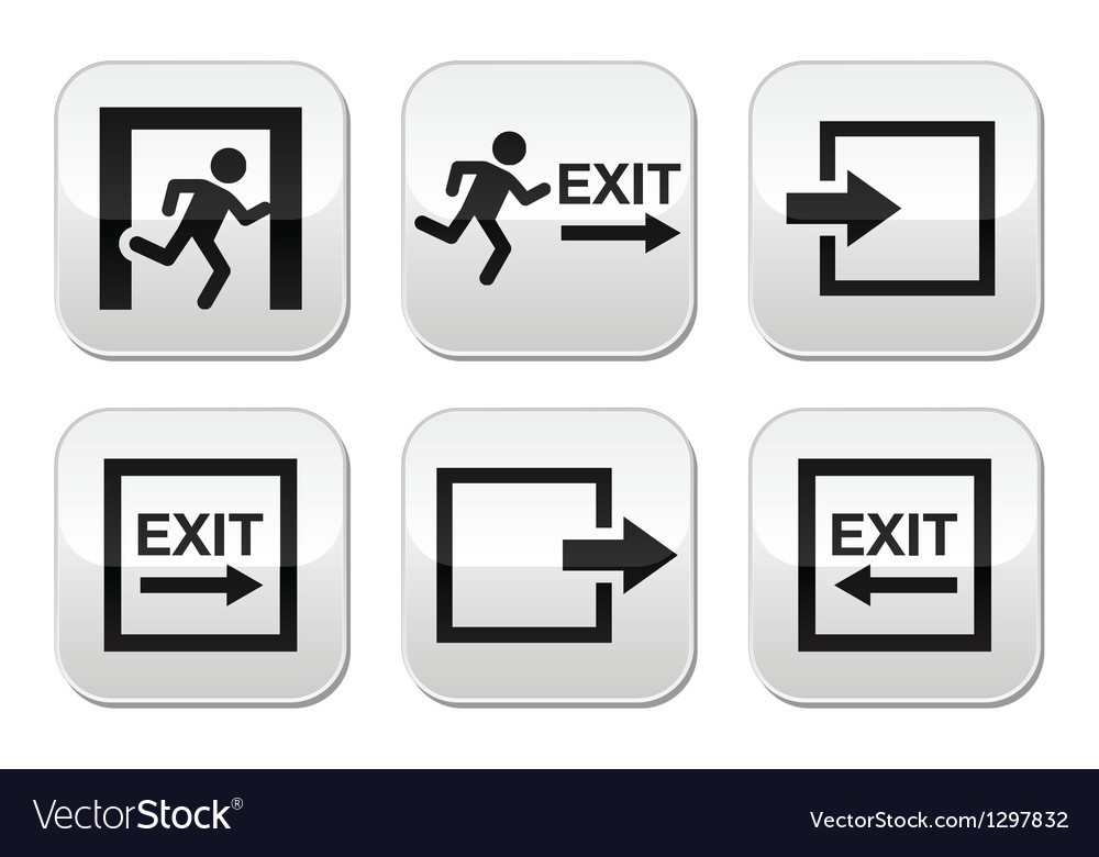 Emergency exit buttons set Royalty Free Vector Image