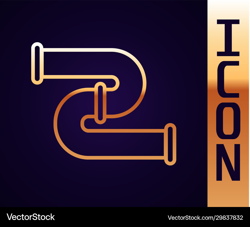 Gold line industry metallic pipe icon isolated Vector Image