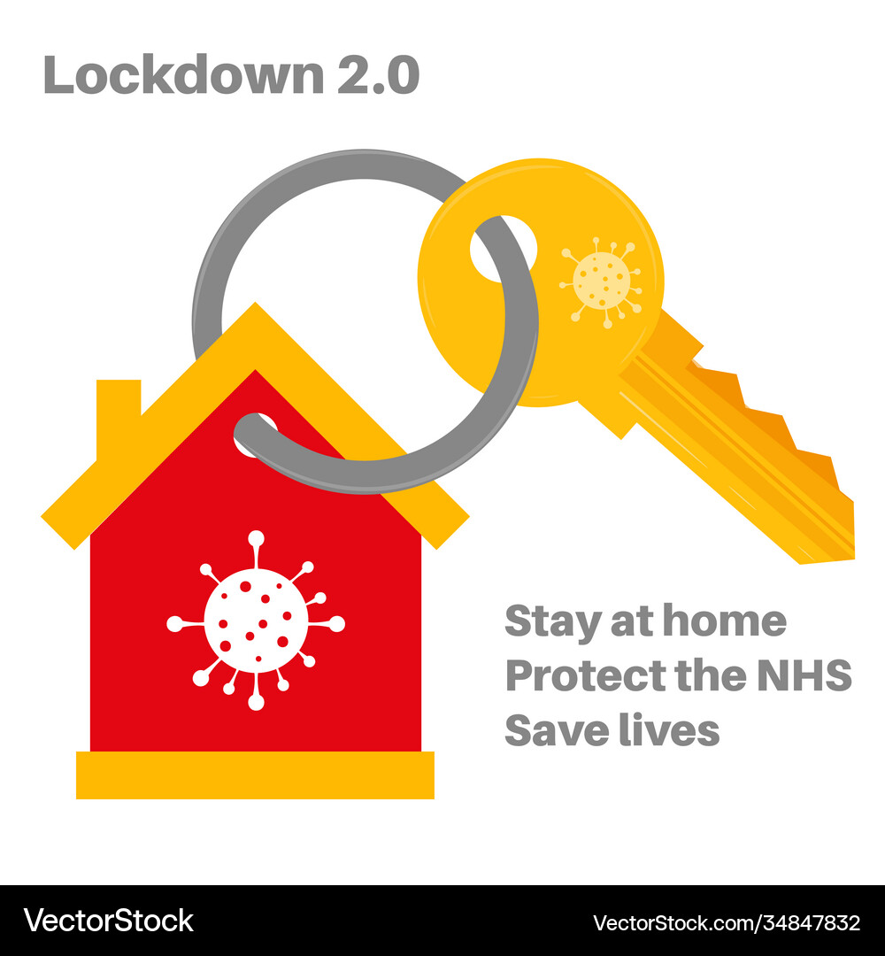 Lockdown 20 virus pandemic on a house background Vector Image
