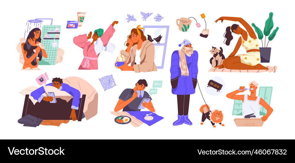 Morning routine concept everyday daily life Vector Image