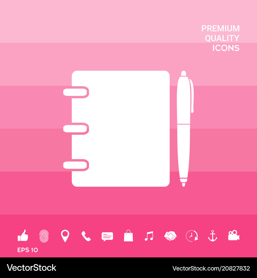 Notebook address phone book with pen symbol icon Vector Image