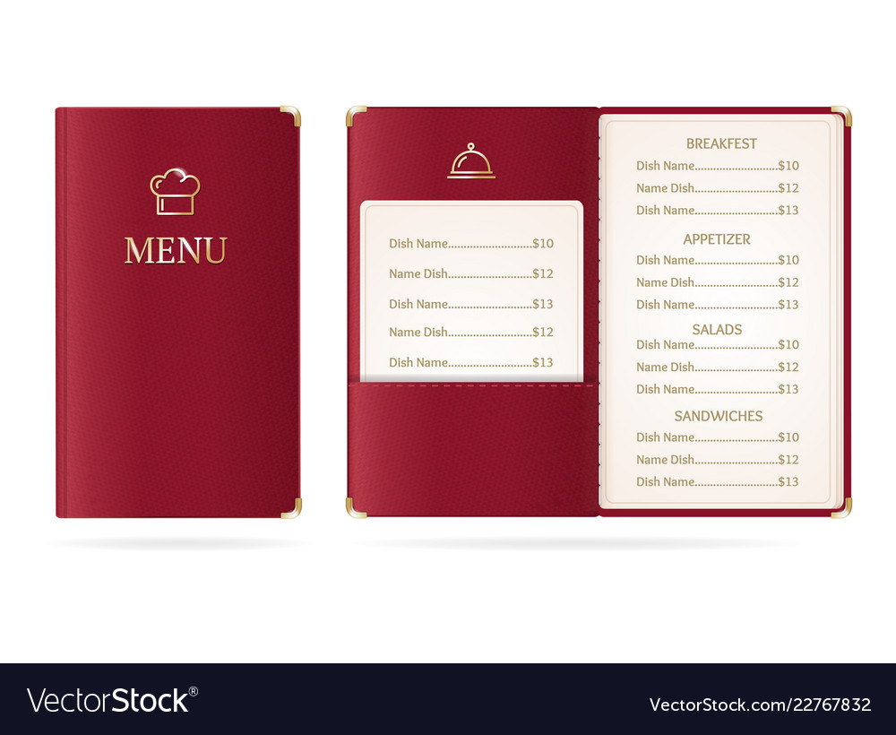 Realistic detailed 3d menu restaurant set Vector Image