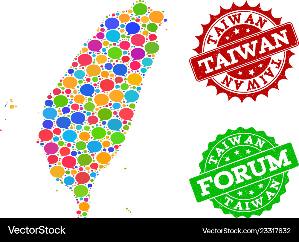 Social network map of taiwan with speech bubbles Vector Image