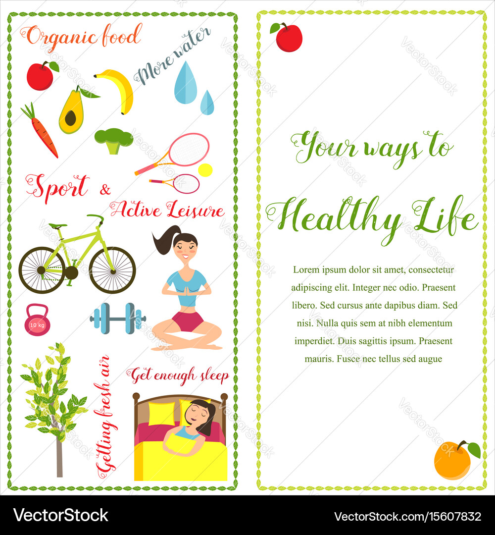 Two banners healthy life style in flat design Vector Image