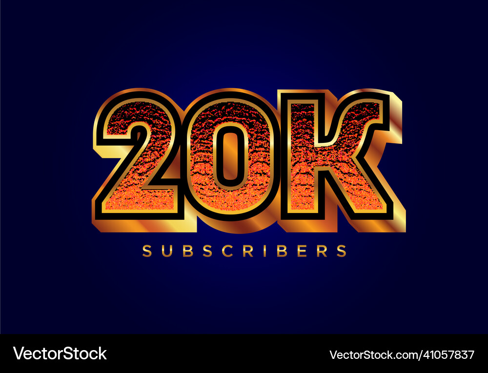 3d golden 20k subscribers social media Royalty Free Vector