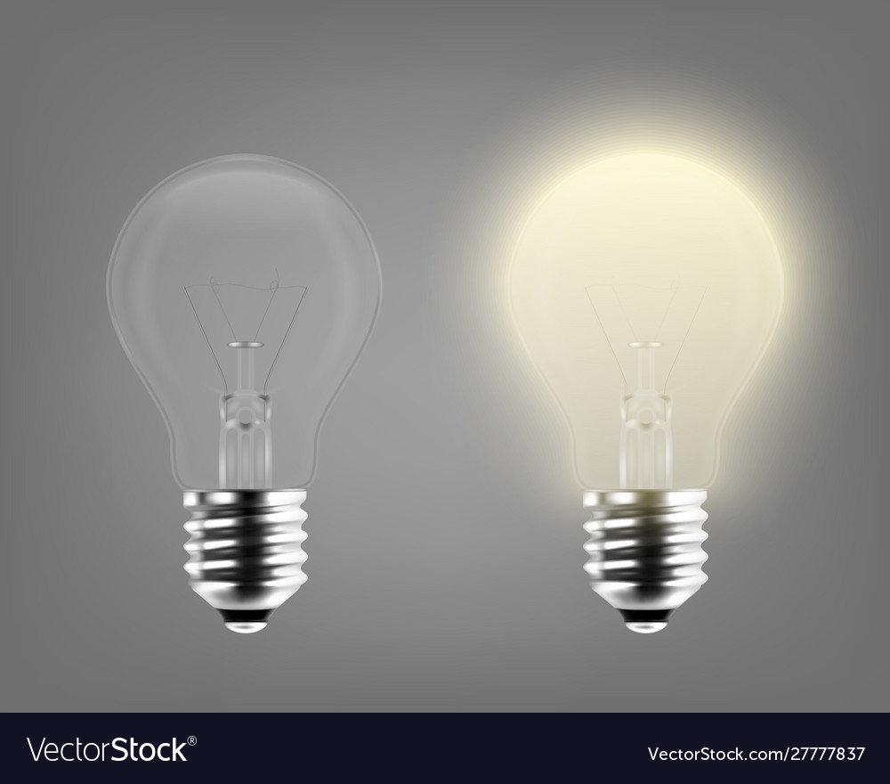 3d realistic turning on and off light bulb Vector Image