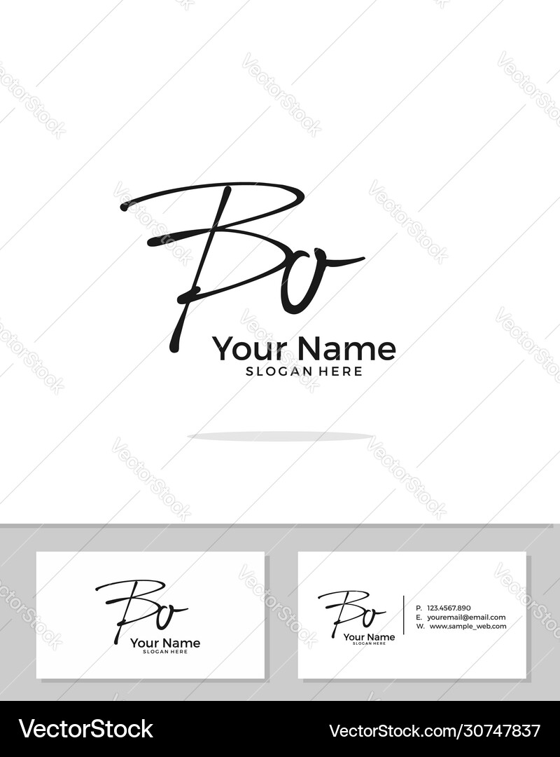 B o bo initial logo signature handwriting Vector Image