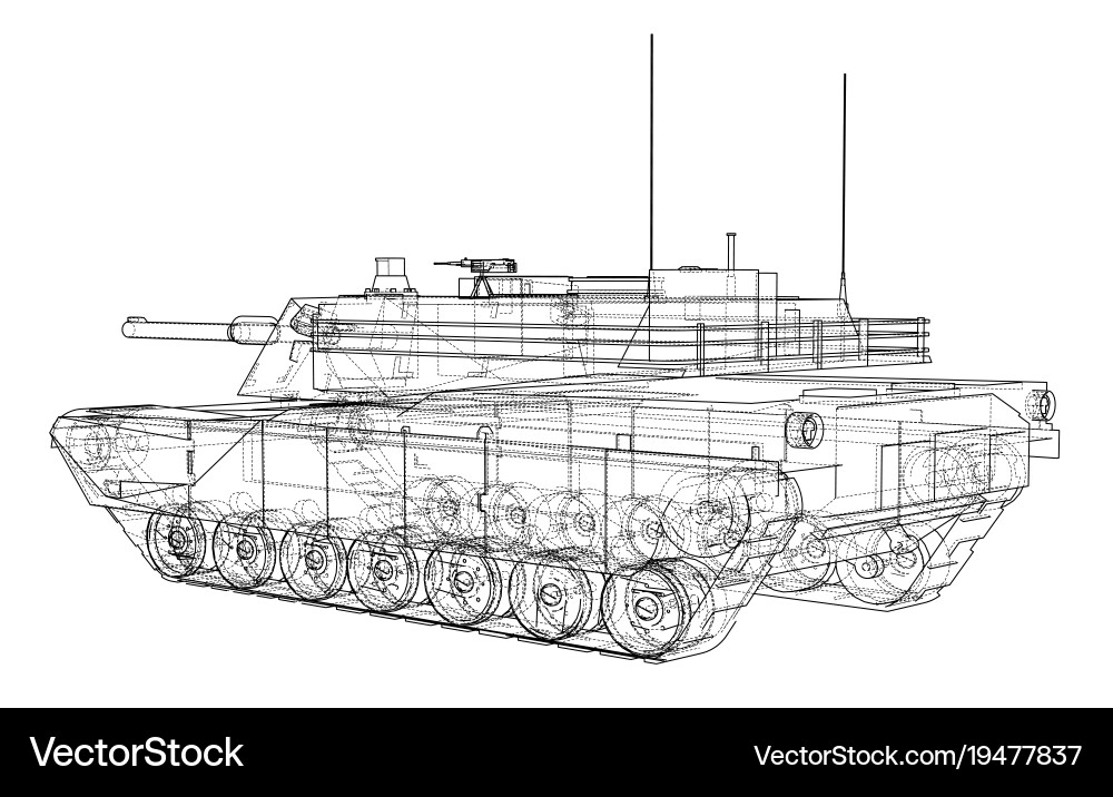 Blueprint of realistic tank Royalty Free Vector Image