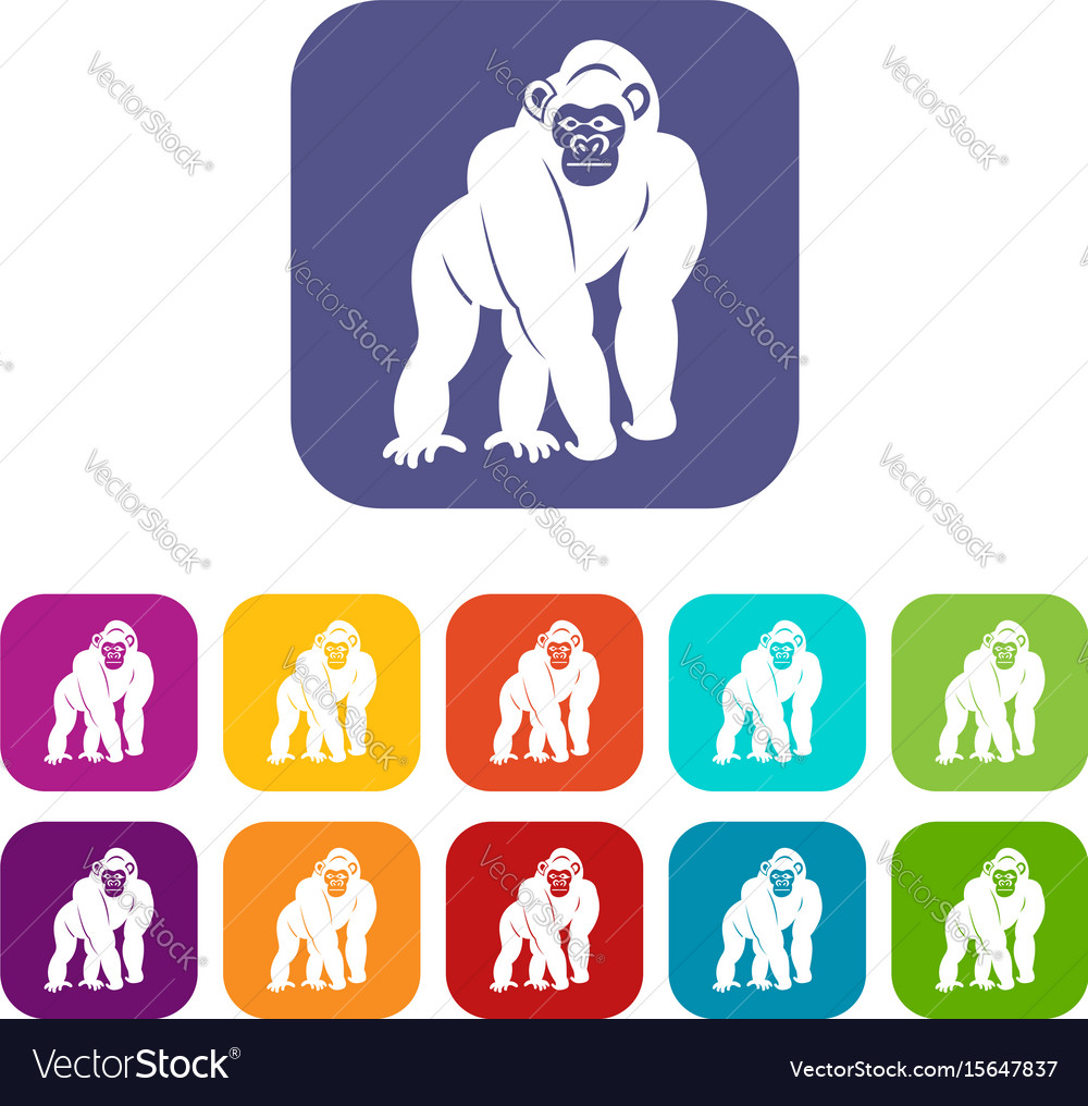 Bonobo icons set flat Royalty Free Vector Image Bonobo icons set flat Royalty Free Vector Image