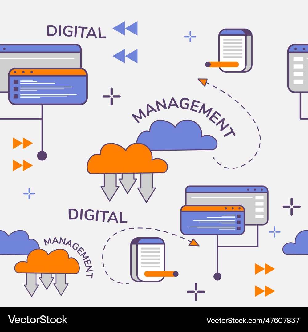 Digital management work on projects patterns Vector Image