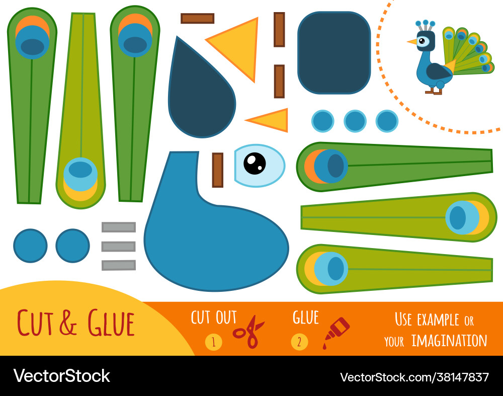 Education paper game for children peacock Vector Image