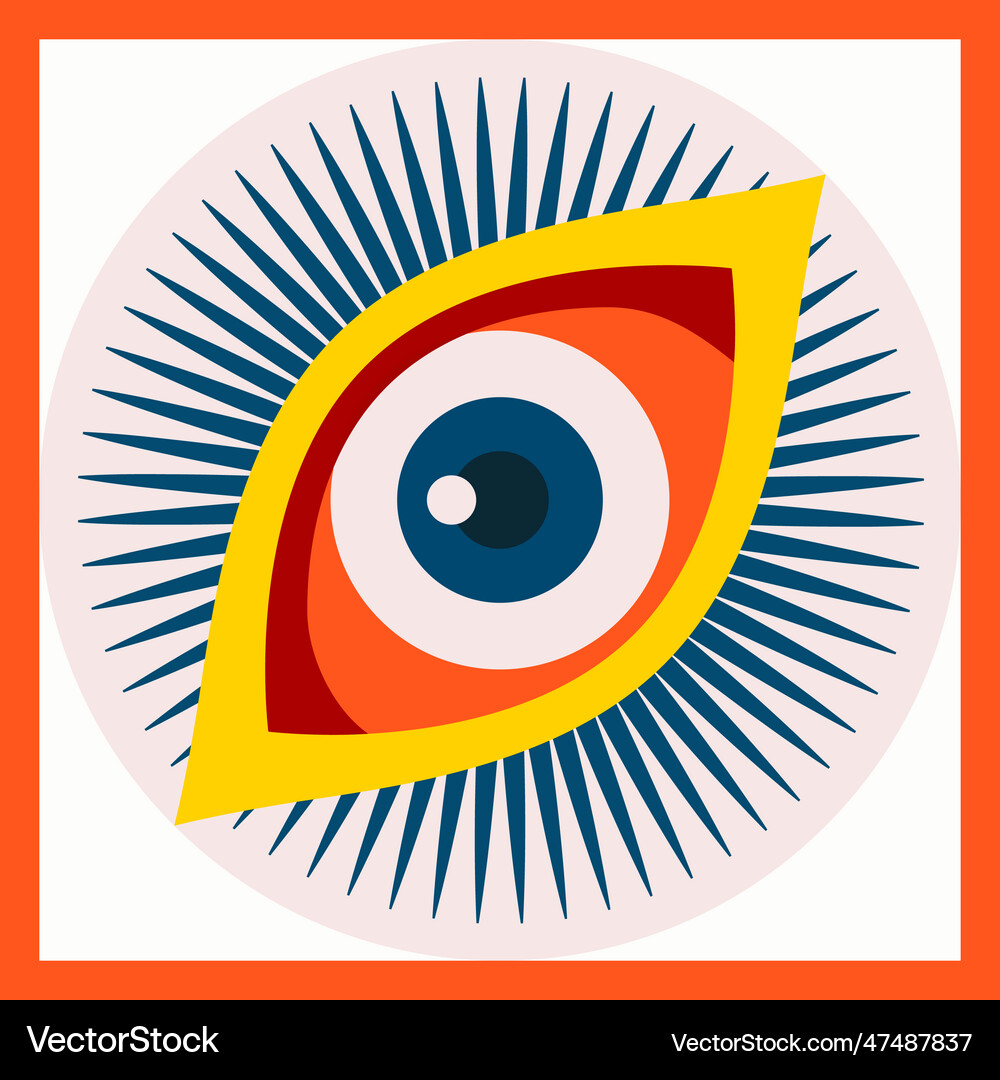 Eye card minimal 20s geometric style Royalty Free Vector