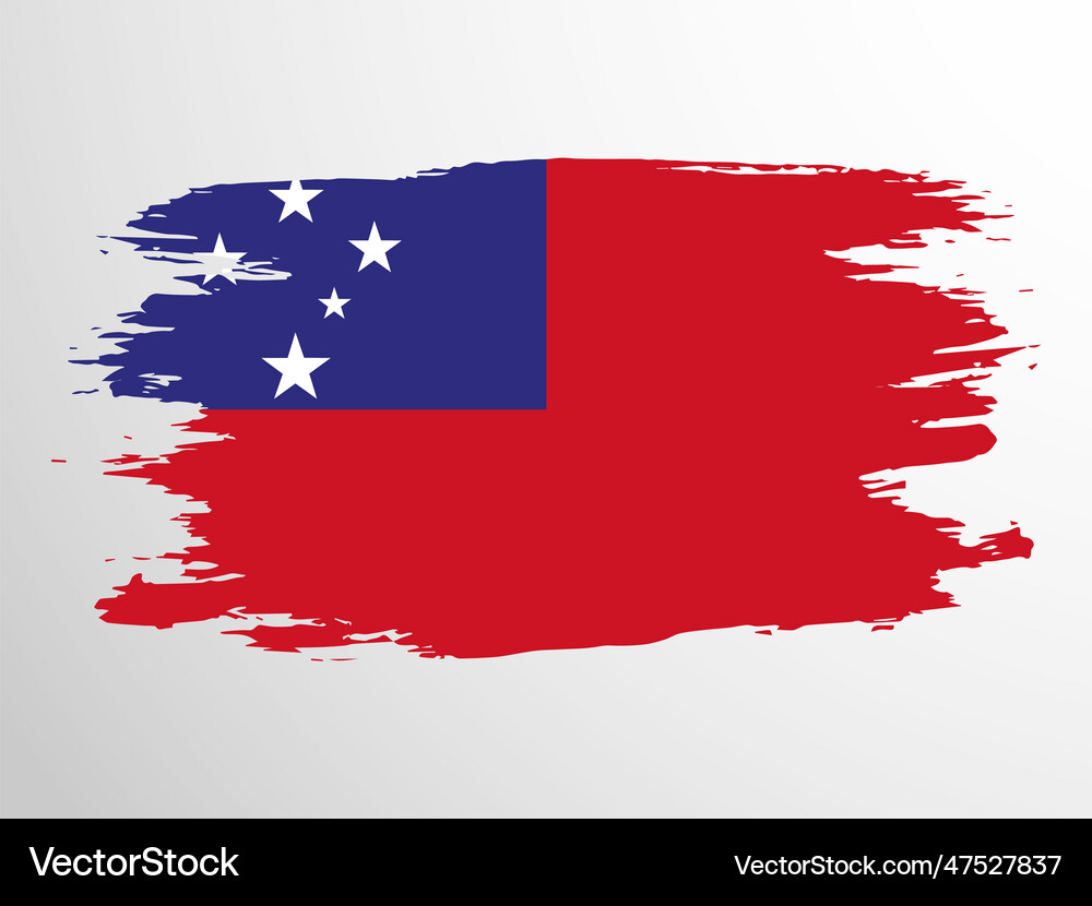 Flag of samoa is drawn with a brush Royalty Free Vector