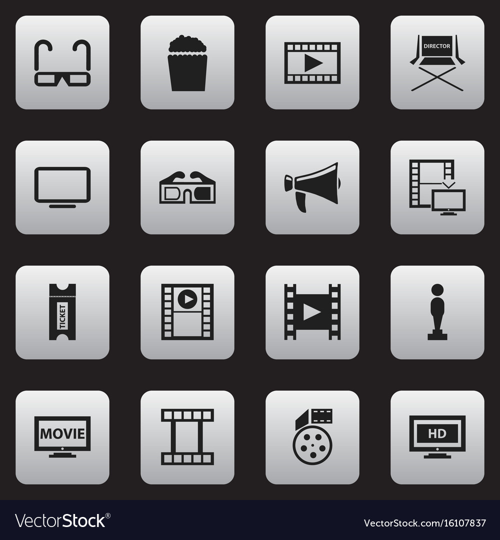 Set of 16 editable cinema icons includes symbols Vector Image Set of 16 editable cinema icons includes symbols Vector Image