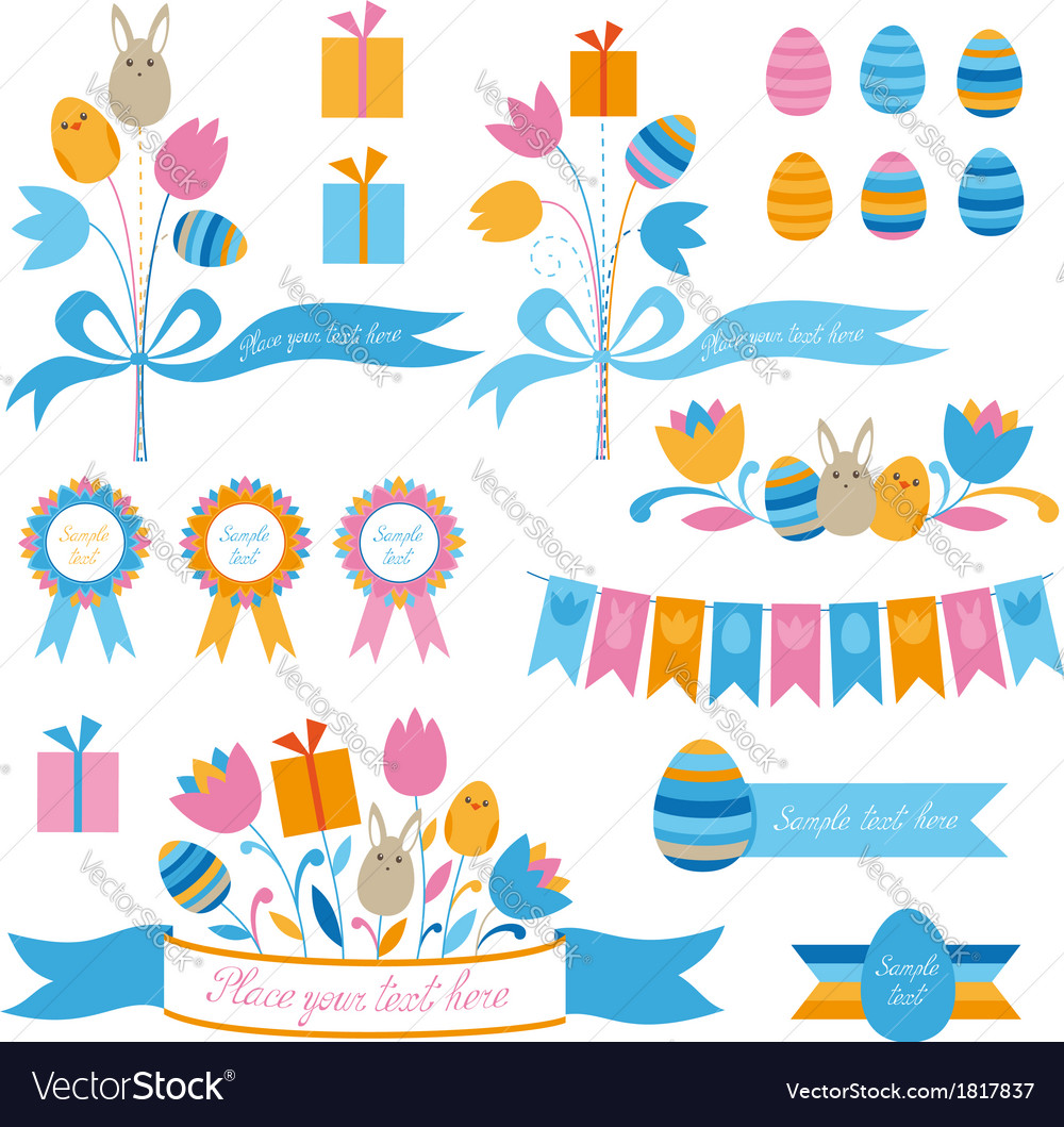 Set of easter design elements Royalty Free Vector Image