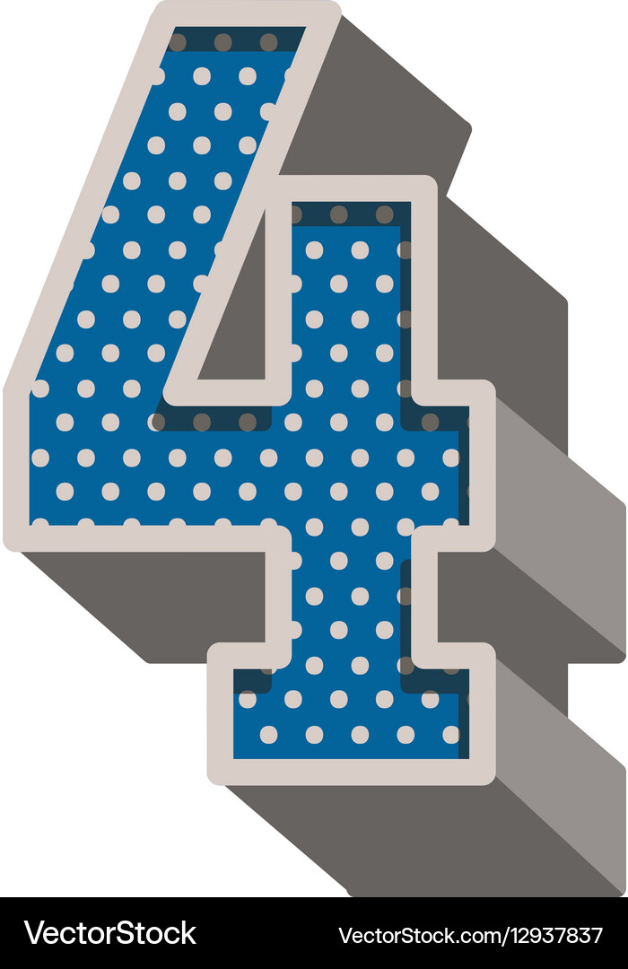 Three-dimensional number four dotted in blue color