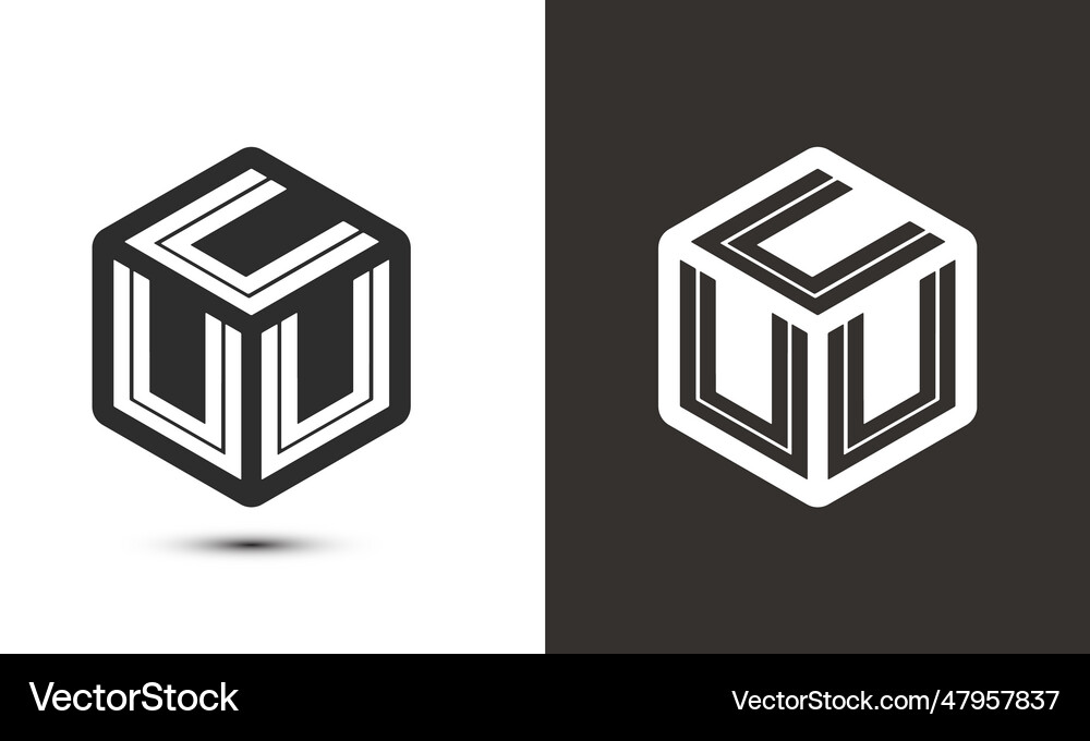 U u u letter logo design with cube logo logo Vector Image