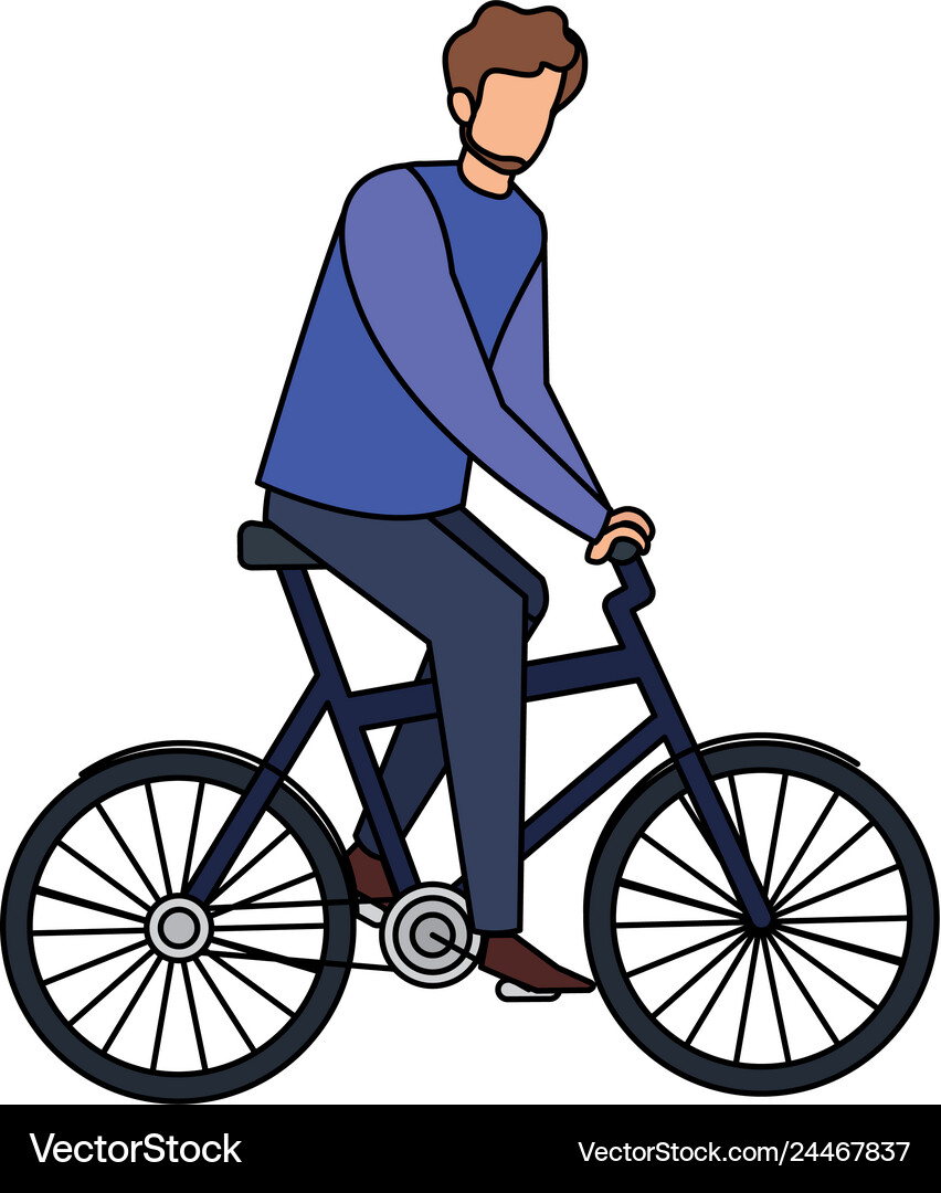 Young man in bicycle avatar character Royalty Free Vector