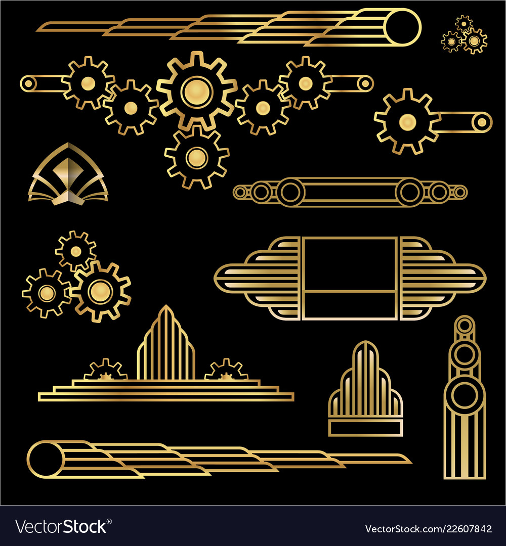 Art Deco Template Golden black Diy Elements Set Vector Image