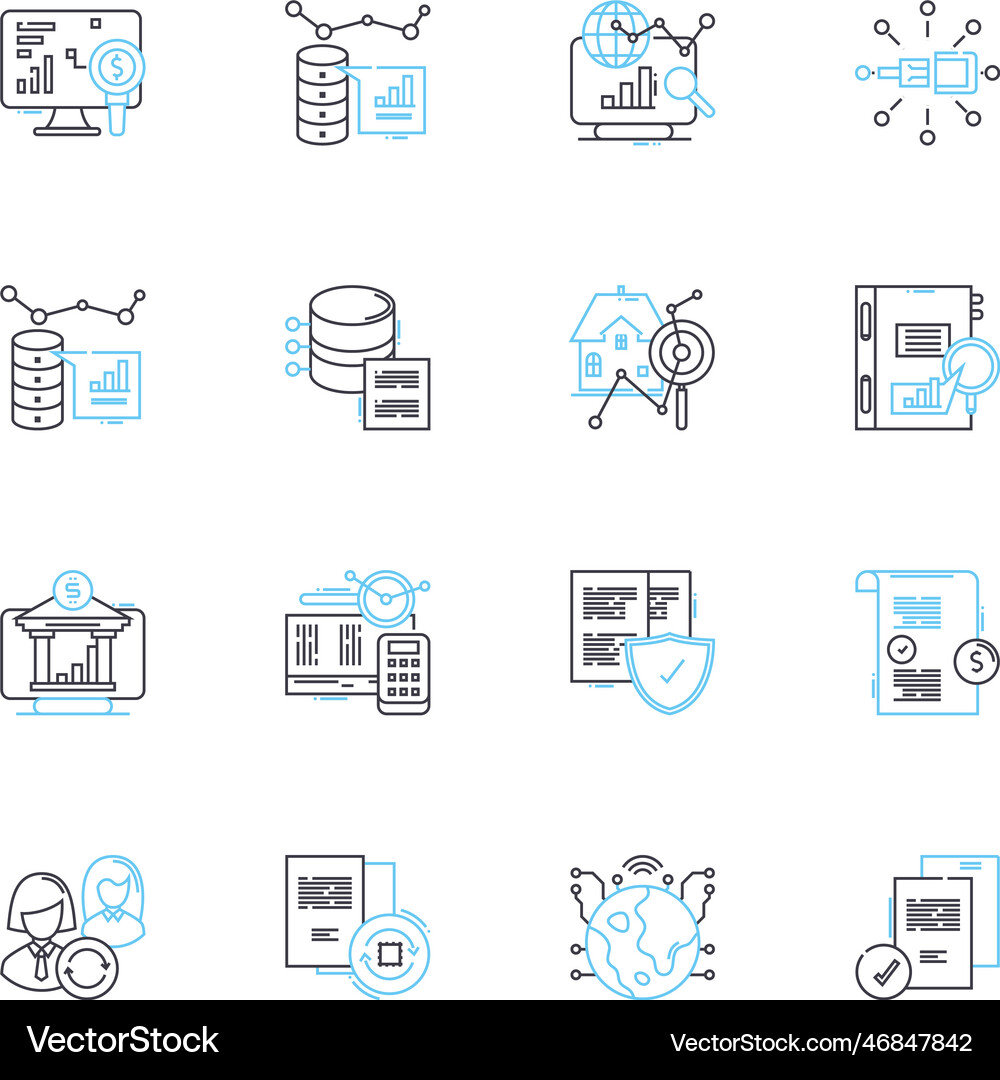 Asset valuation linear icons set marketability Vector Image