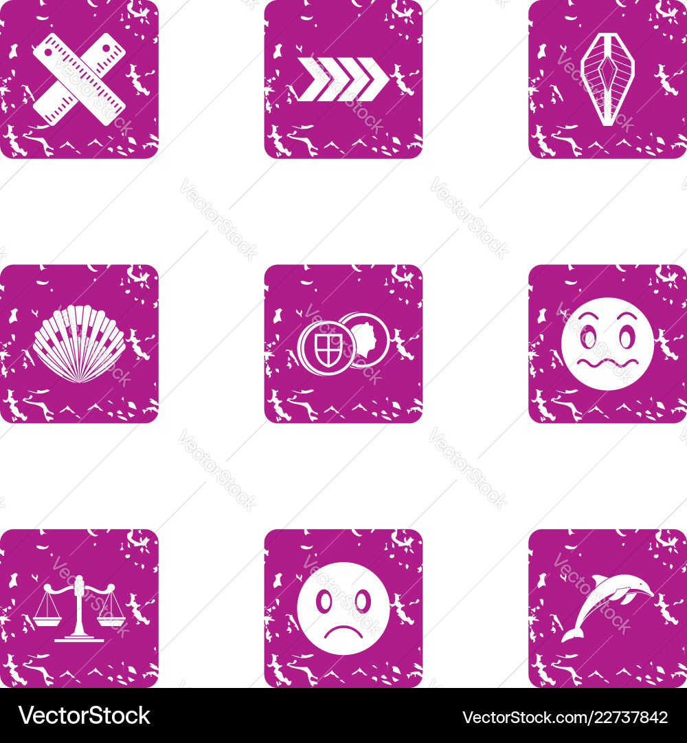 Bad action icons set grunge style Royalty Free Vector Image
