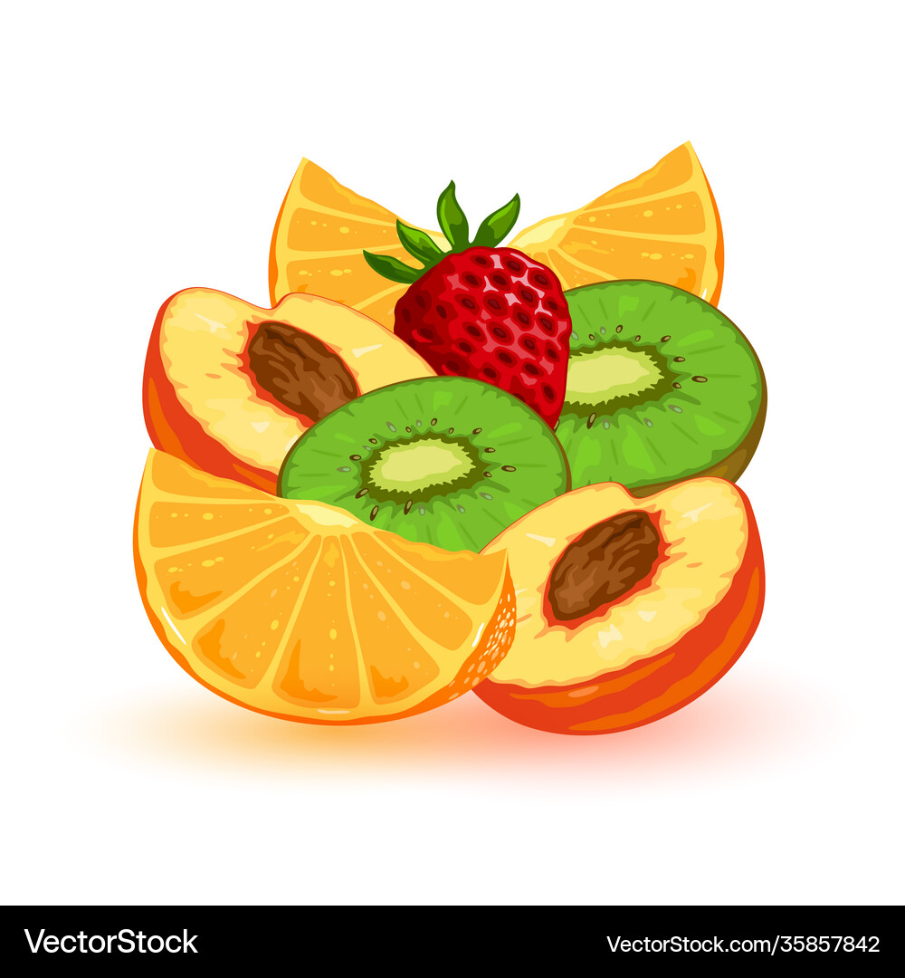 Cartoon bunch fruits set Royalty Free Vector Image