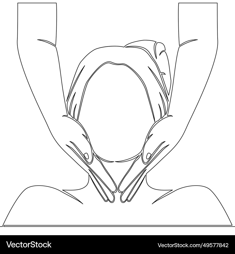 Continuous line drawing woman face massage Vector Image