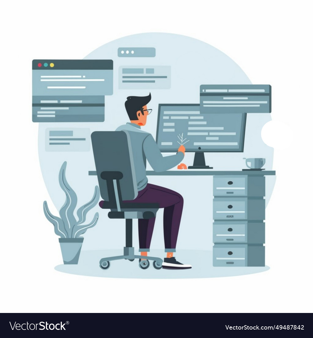 Cybersecurity concept hacker using laptop Vector Image