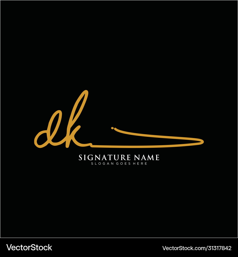 Letter dk signature logo template Royalty Free Vector Image