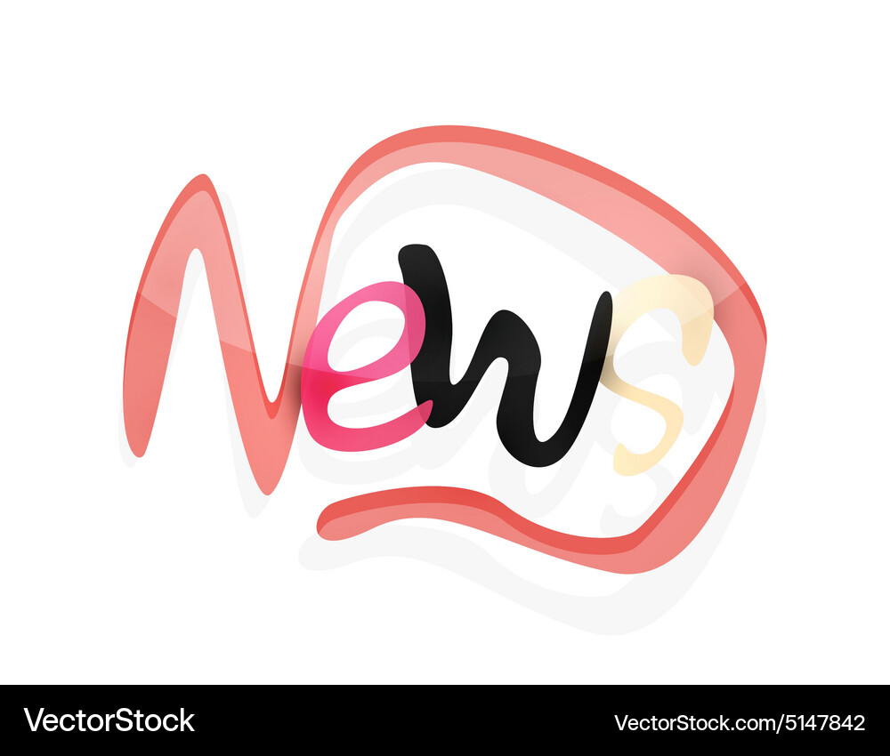 News word drawn lettering typographic element Vector Image