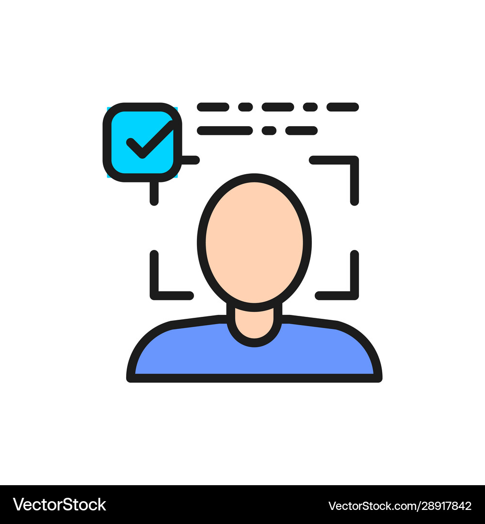 Person identified face identification flat color Vector Image