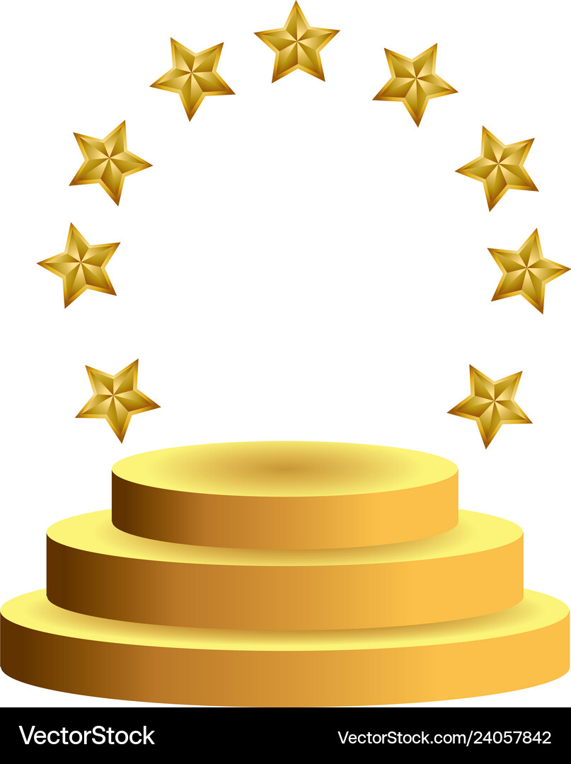Podium with gold stars Royalty Free Vector Image