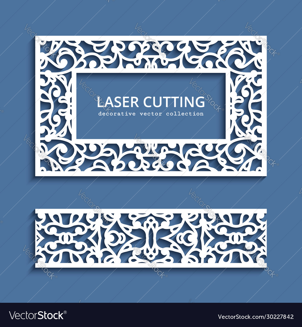 Rectangle frame and lace border pattern Royalty Free Vector