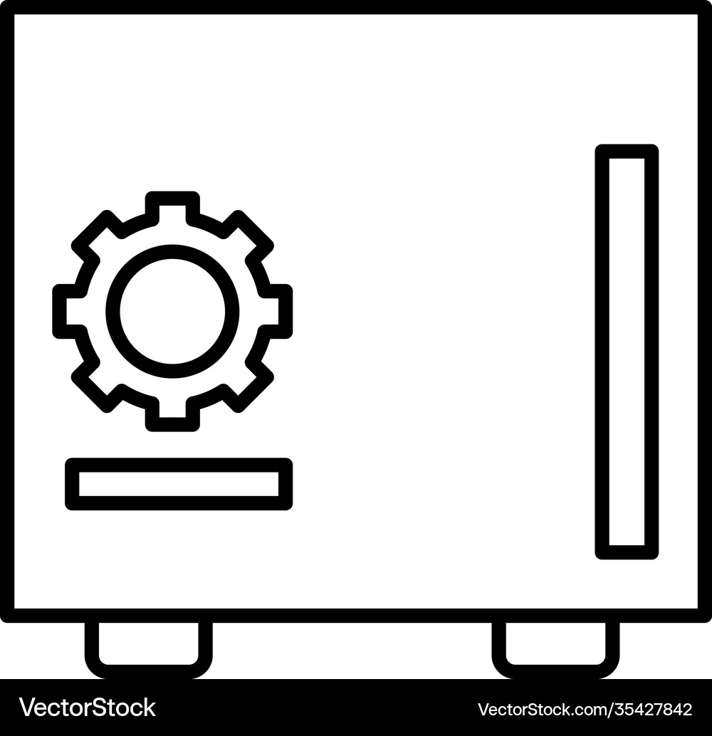 Safe box banking with gear line style icon Vector Image