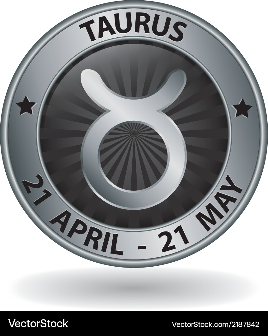 Taurus zodiac silver sign symbol Royalty Free Vector Image