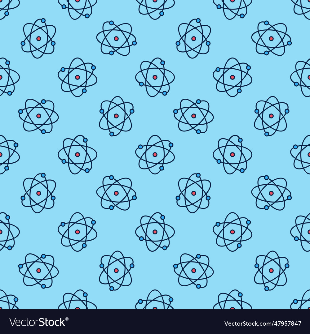 Atom molecule concept modern blue seamless pattern