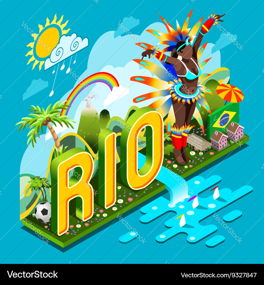 Brasil Rio Summer Infographic Isometric 3D Vector Image