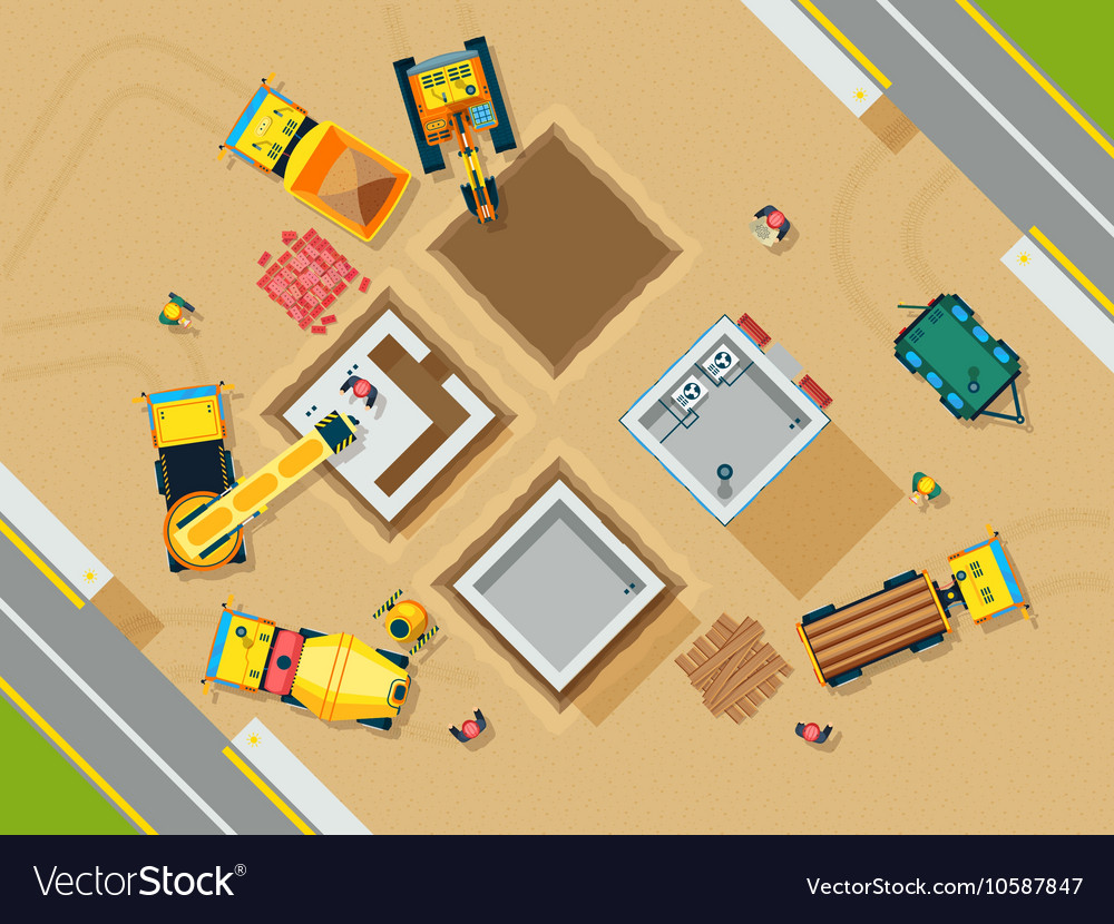 Construction top view Royalty Free Vector Image