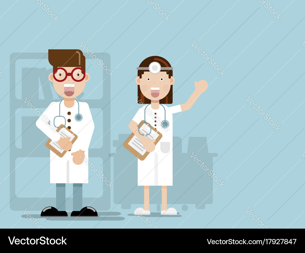 Doctor flat design cartoon character Royalty Free Vector