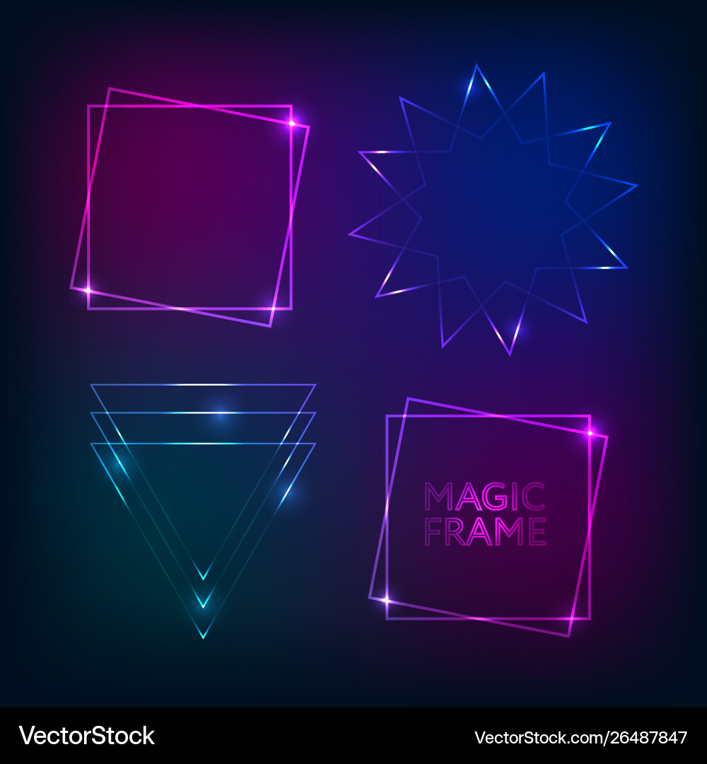 Gold light frames and elements magic shape Vector Image