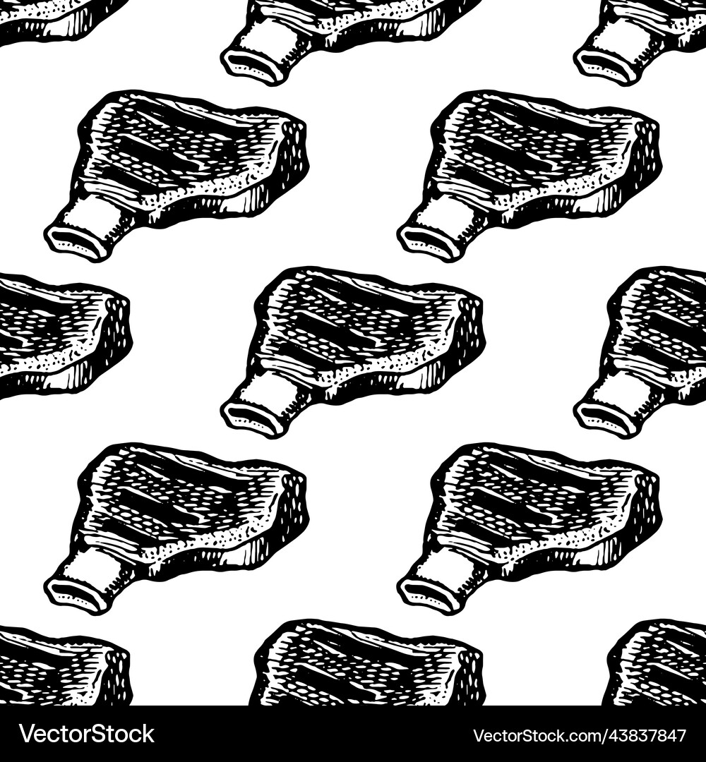 Hand drawn seamless pattern of beef pork or lamb Vector Image