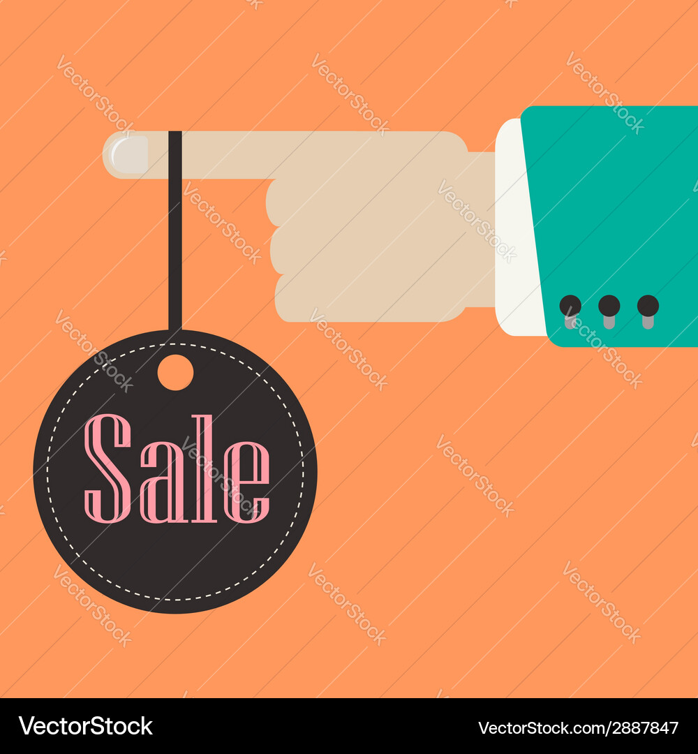 Hand holding sale label Royalty Free Vector Image